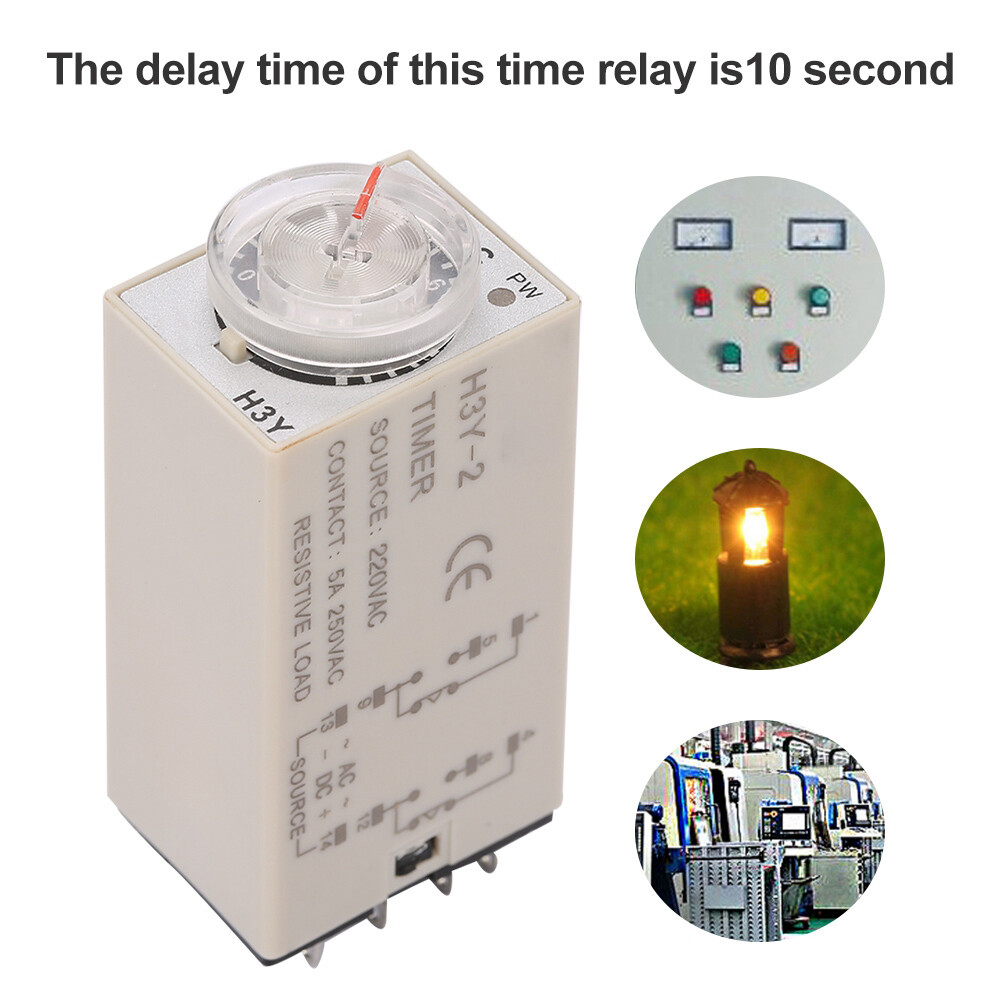 Professional AC 220V H3Y-2 Delay Timer Time Relay 0-10 Second 10s 10sec ...