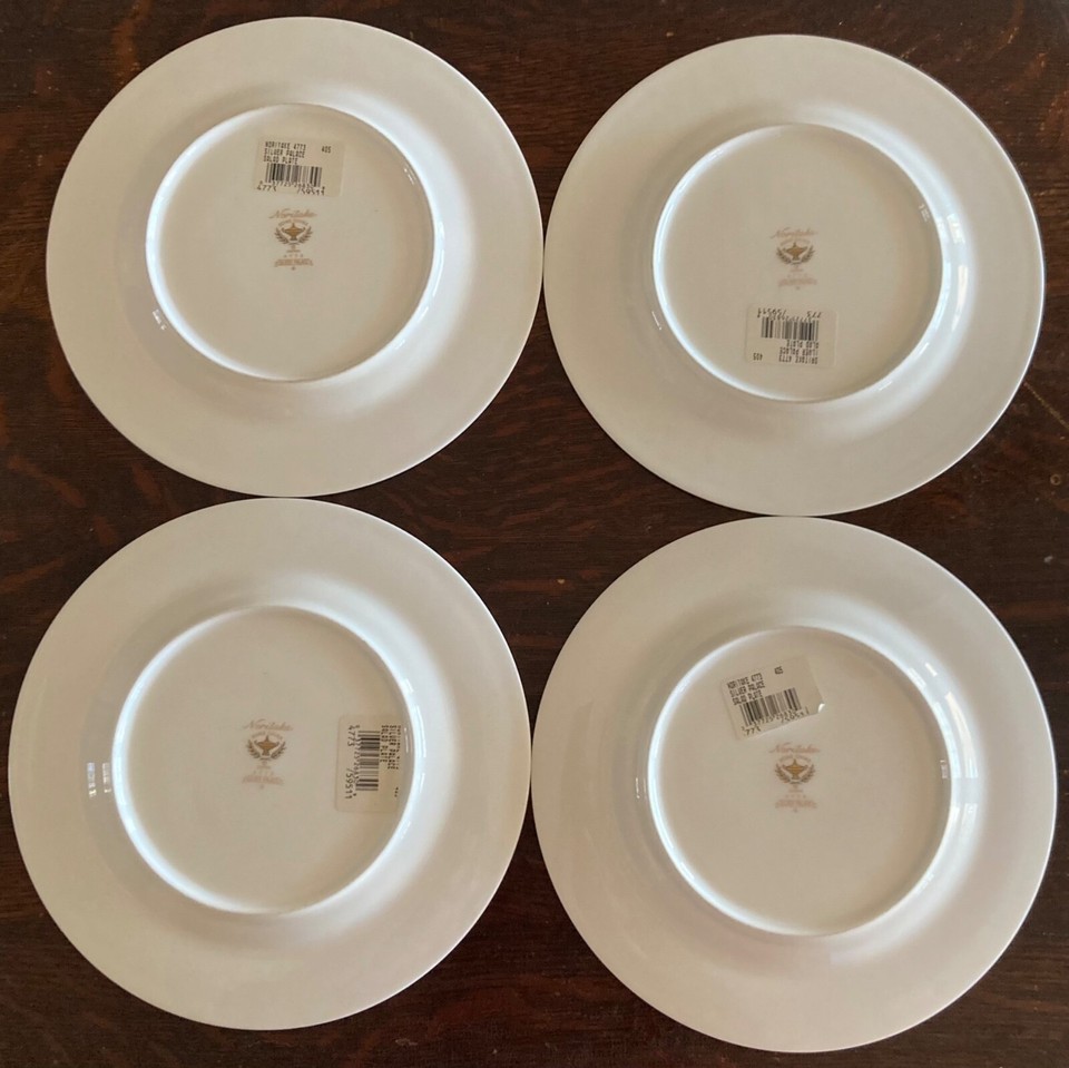 NEW NORITAKE SILVER Palace Set Of Four 4 Bone China Salad Plates New ...