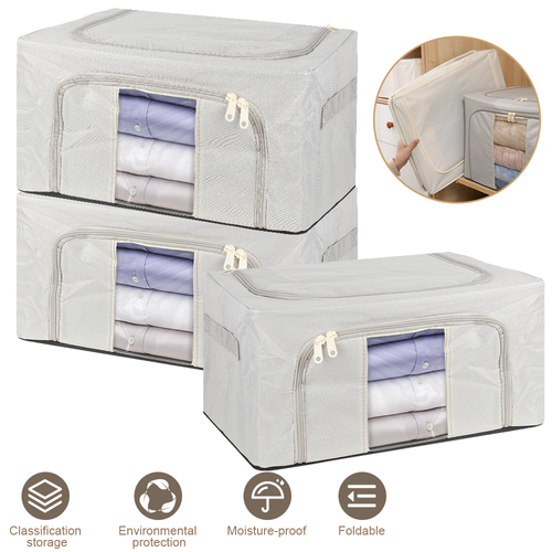 3PCS Fabric Foldable Storage Bags Clothing Organizers Wardrobe Cube ...