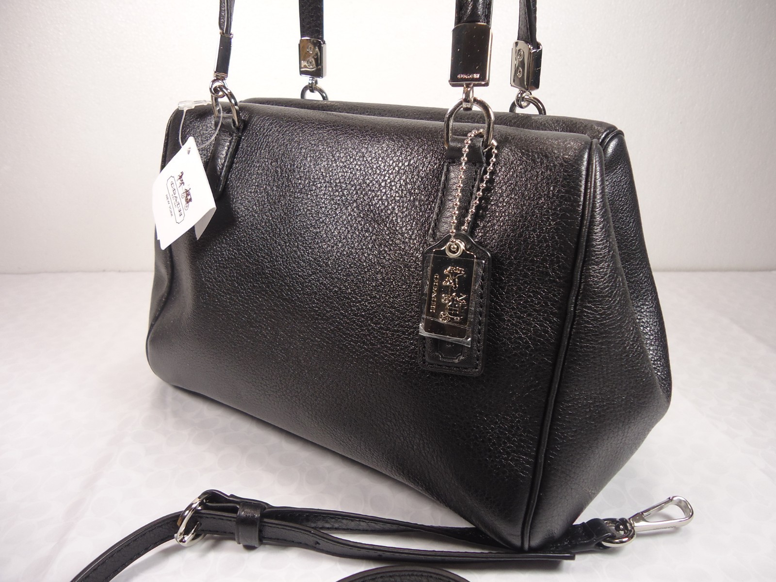 NWT Coach Madison Leather Mini Satchel Crossbody Bag Silver Black ...