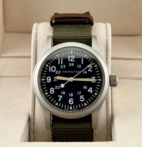 Hamilton Khaki Field Men's Black Watch with Green Nylon Band ...