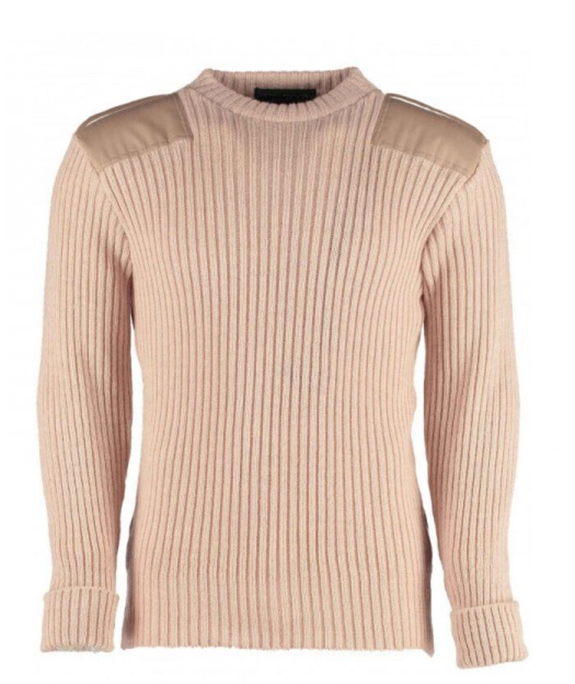 British Commando Sweater Woolly Pully CREW Neck with EPAULETS - Various ...