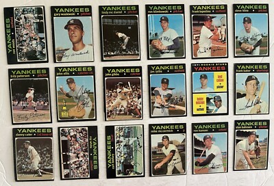 1971 Topps NEW YORK YANKEES TEAM Lot of 18 Roy WHITE Curt BLEFARY John ...