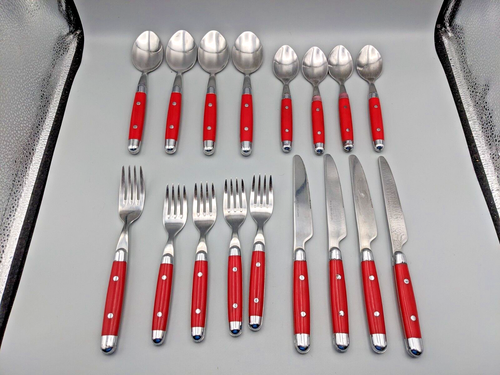 Hampton Forge Flatware 17 Pieces Set Lot Picnic Retro Red Plastic ...