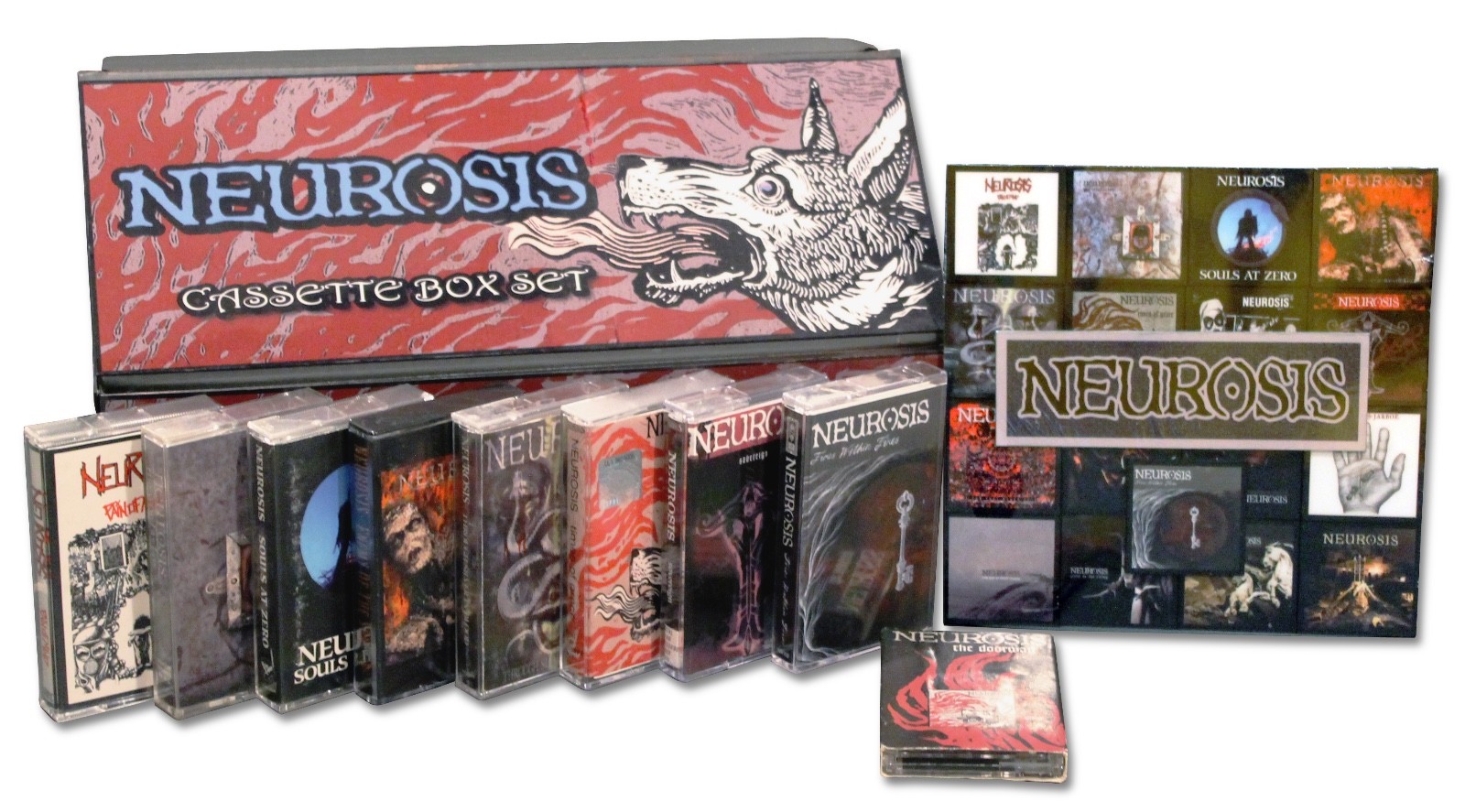 NEUROSIS - 9 cassettes in a custom box set lot plus discography magnet ...
