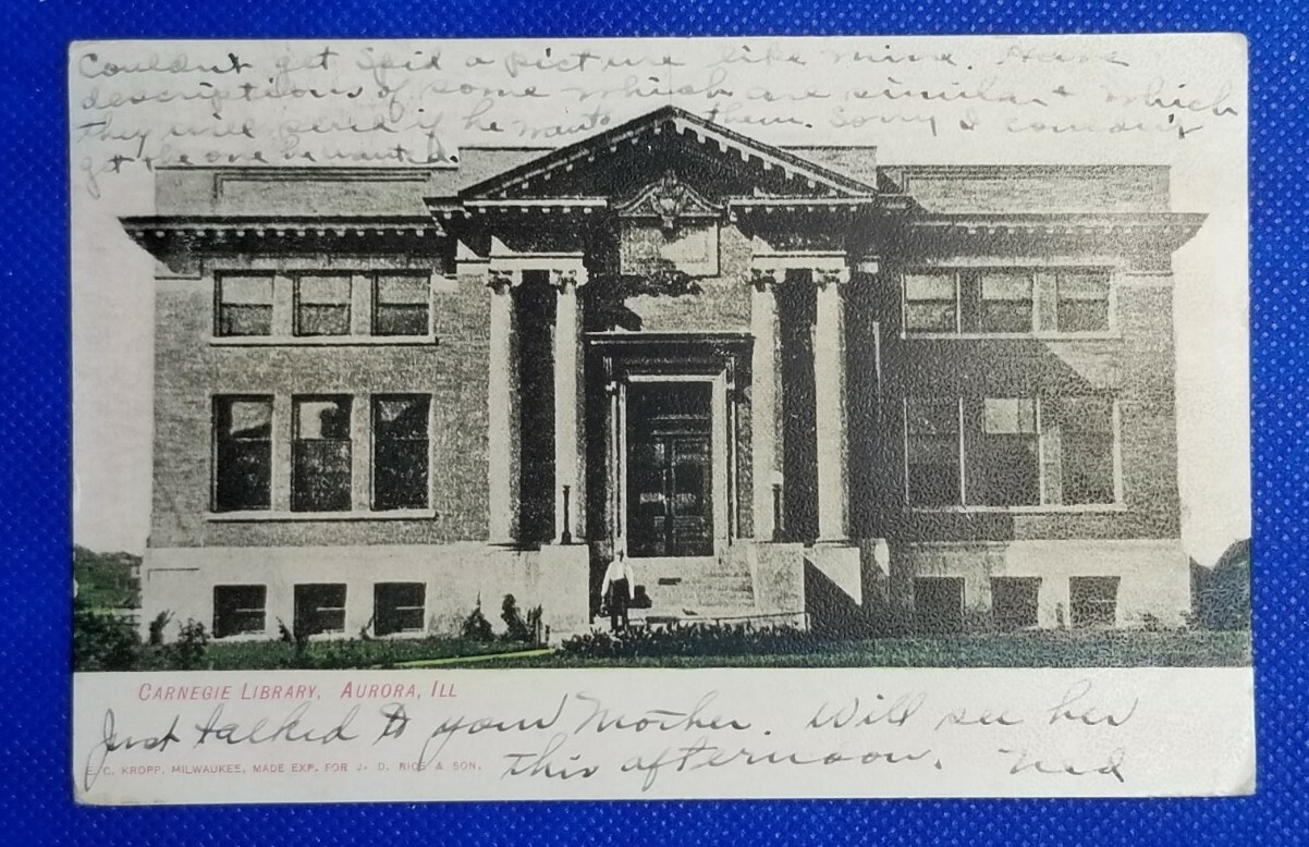 1910 Vintage Post Card: Carnegie Library, Aurora, ILL. (IL) | eBay