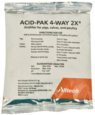 Acid Pak 4 way 2X Water Soluble Concentrate Acidifier Livestock Poultry ...
