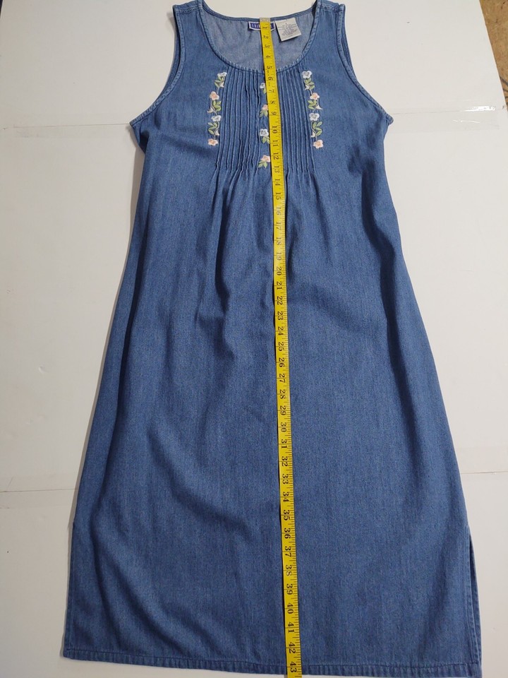 Erika & Co Denim Dress Women’s Small Embroidered Maxi Blue Jumper ...