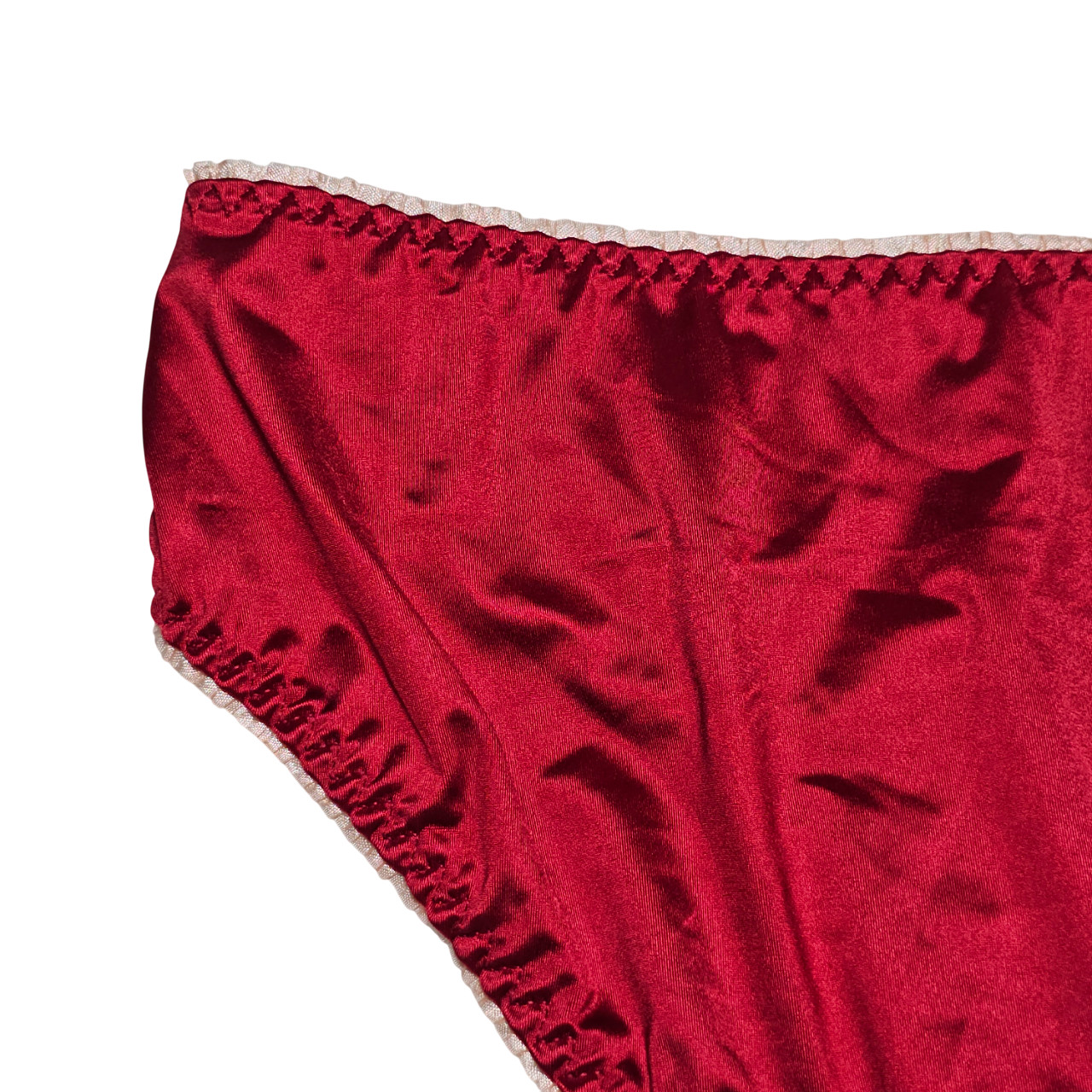 Vintage Nylon Satin Panty Slippery Red Sissy Shiny Br… - Gem