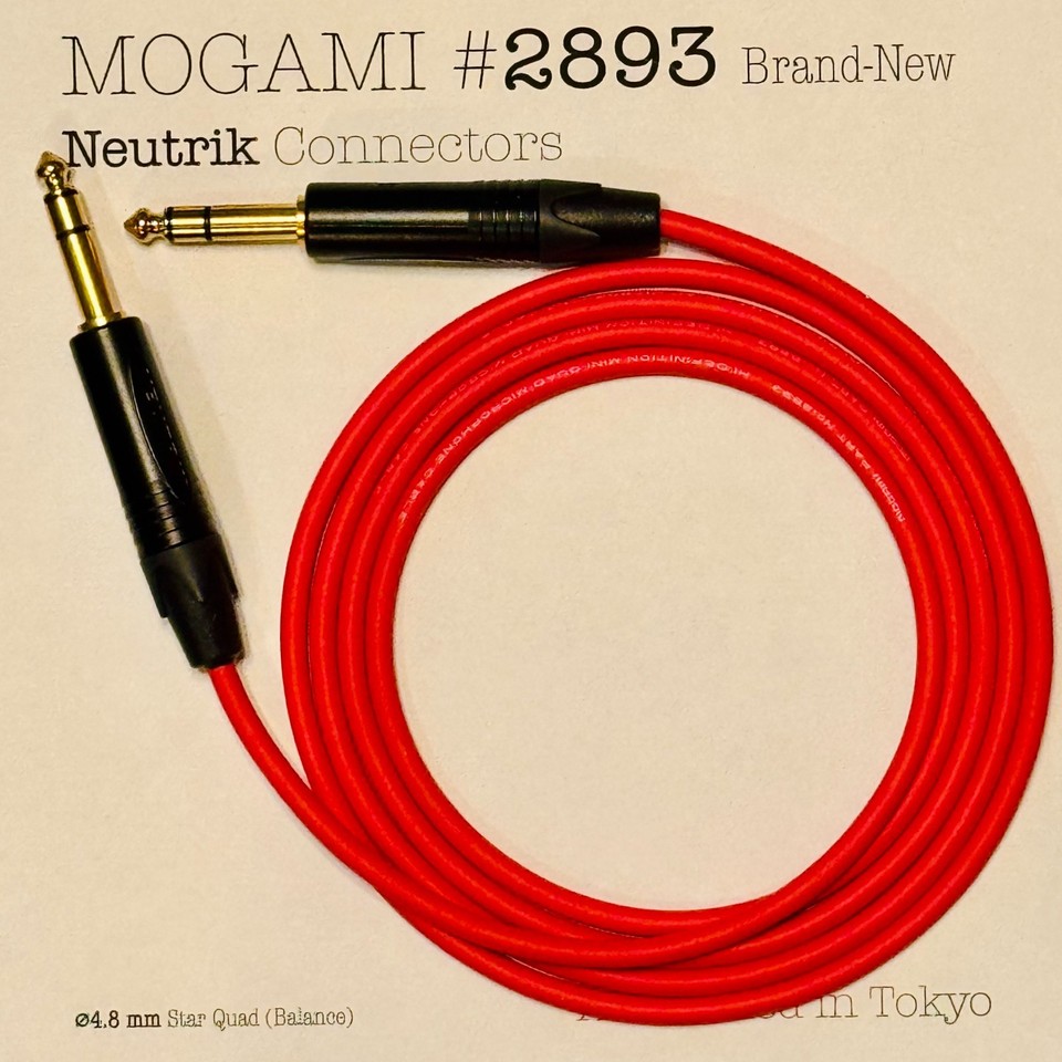 1–200 ft Mogami 2893 Flexible Quad Red | Choose Neutrik XLR/TRS | Bulk ...