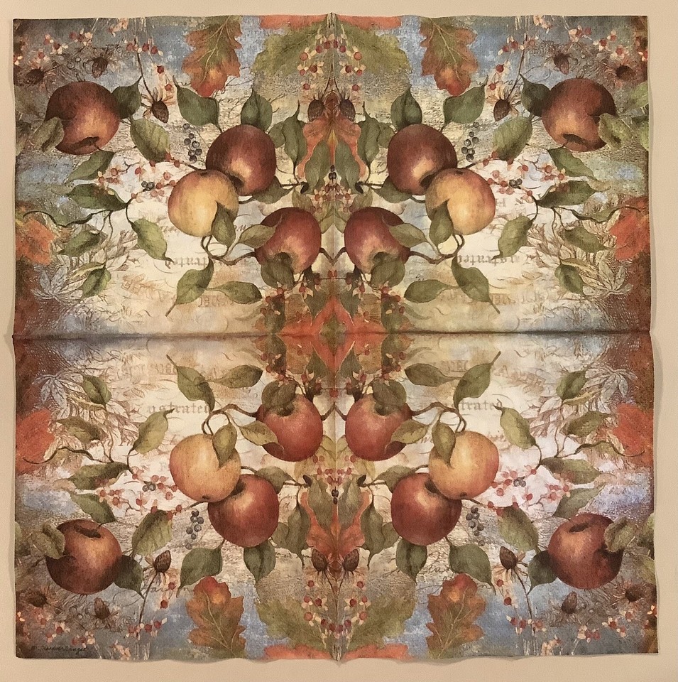 TWO Apple Autumn Fall Paper Napkins Leaves Apples Decoupage | eBay