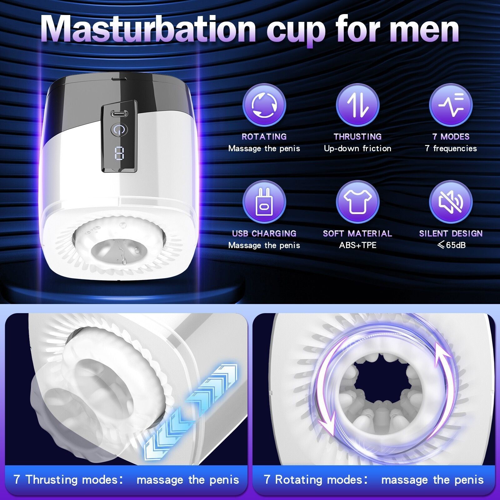 Male Masturbaters Automatic HandsFree Rotating Cup Thrusting Stroker ...