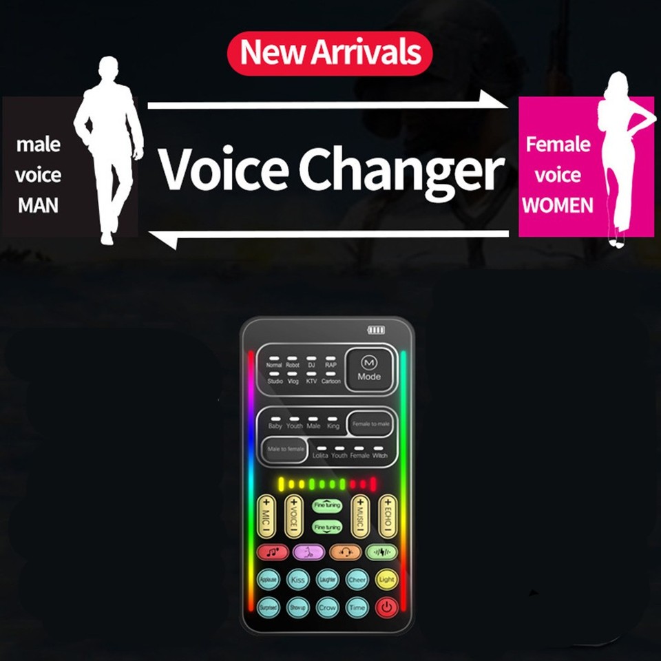 8 Mode Voice Changer Sound Card For Mobile Phone Tablet Sound Changer ...