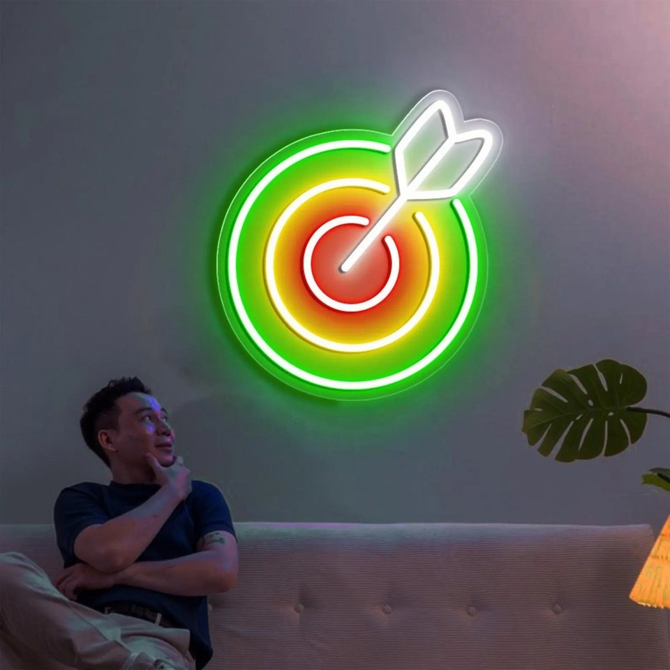 Darts Board LED Neon Sign 20"x20" Light Man Cave Gaming Studio Wall ...