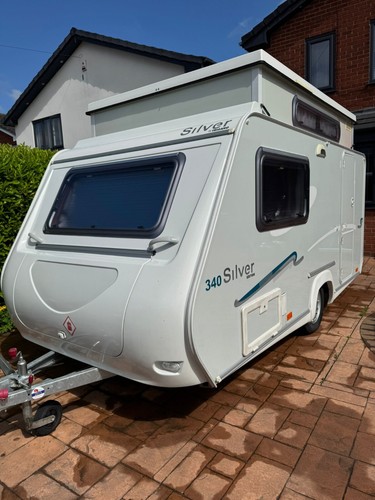 2008 Trigano 340 silver ed pop top caravan 2b , full awning, motormover ...