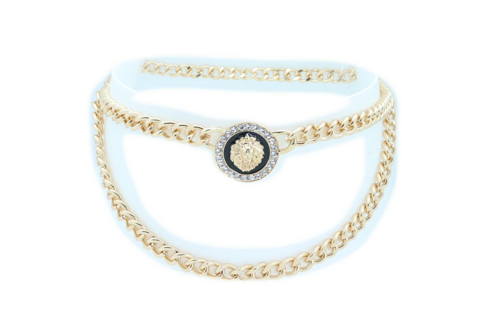 Women Sexy Fashion Belt Gold Metal Chain Lion Charm Buckle Plus Size ...
