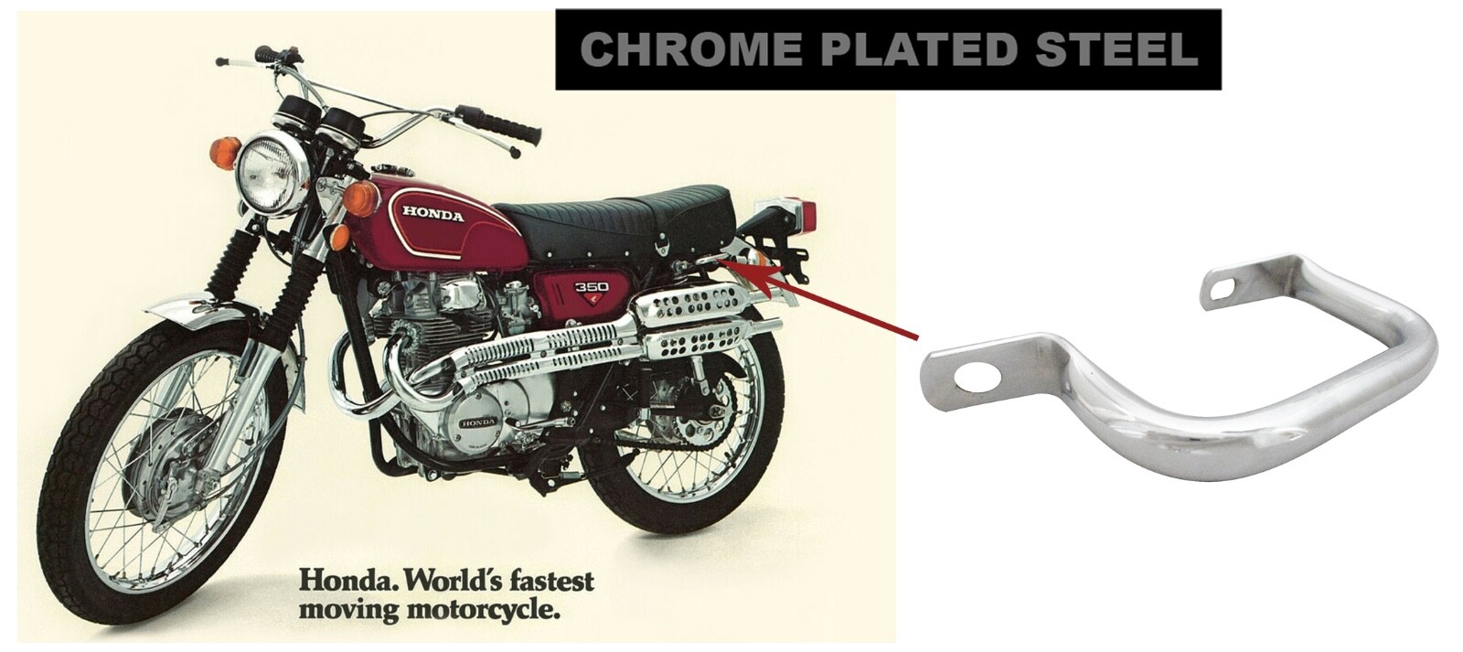 HONDA CB350 CL350 K3-K4 '71-72 REAR WHEEL FENDER FRAME HAND GRAB GRIP ...