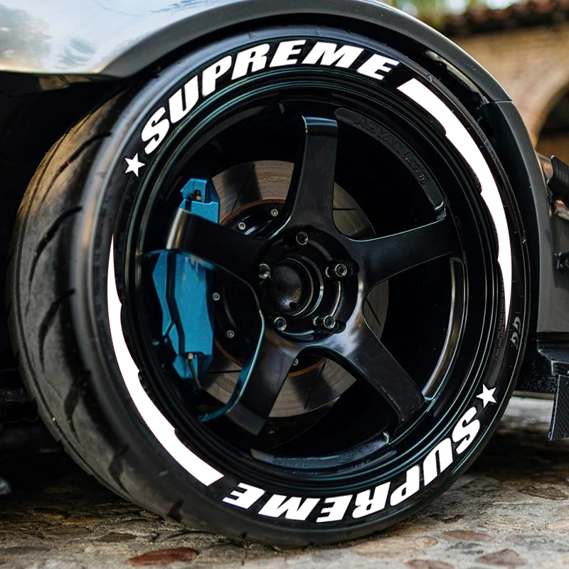 Tire Lettering Sticker SUPREME 1.06" Font 14"-22" White Tyre Decals 9 ...