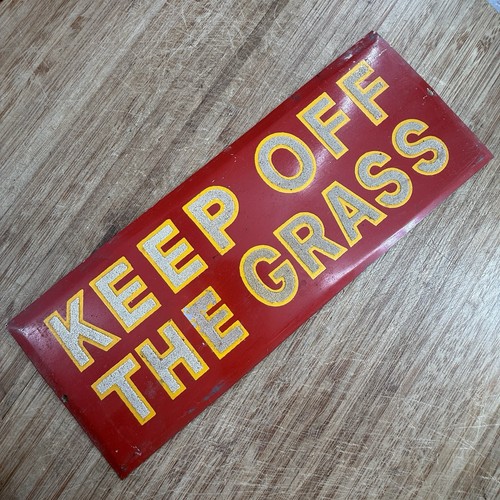 KEEP OFF THE GRASS Old Advertising Sign Reflective Smaltz Sand 420 ...