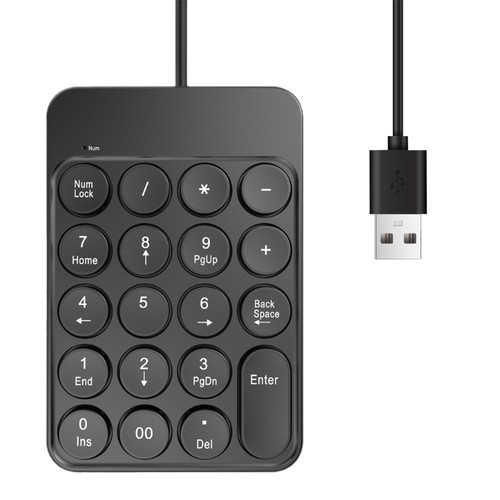 USB Numeric Keypad 19 Key Corded Number Pad For Laptop PC Computer Big ...