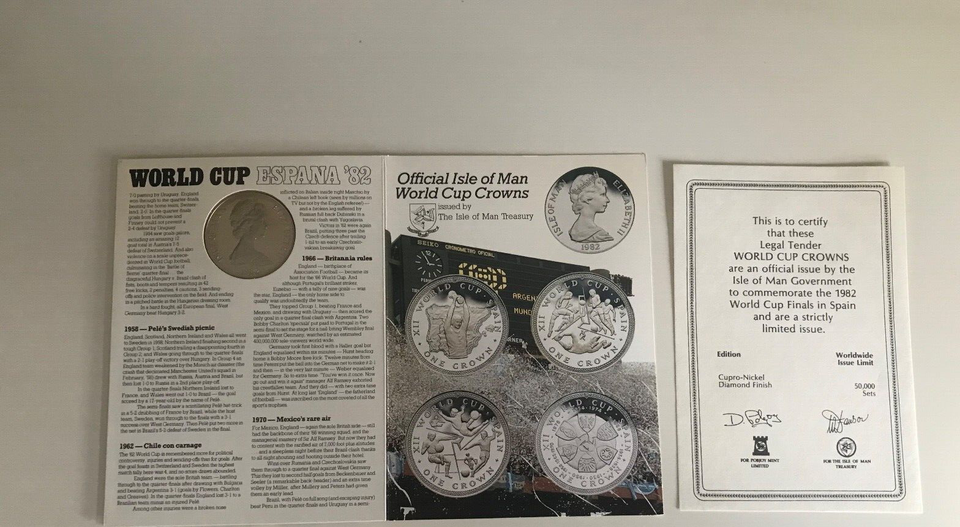 1982 ISLE OF MAN WORLD CUP SPAIN CROWN ~ PROOF DIAMOND FINISH CROWN ...