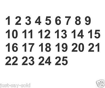 Storage Unit Location Numbers 1-25 Vinyl Sticker Decals - Select Color ...