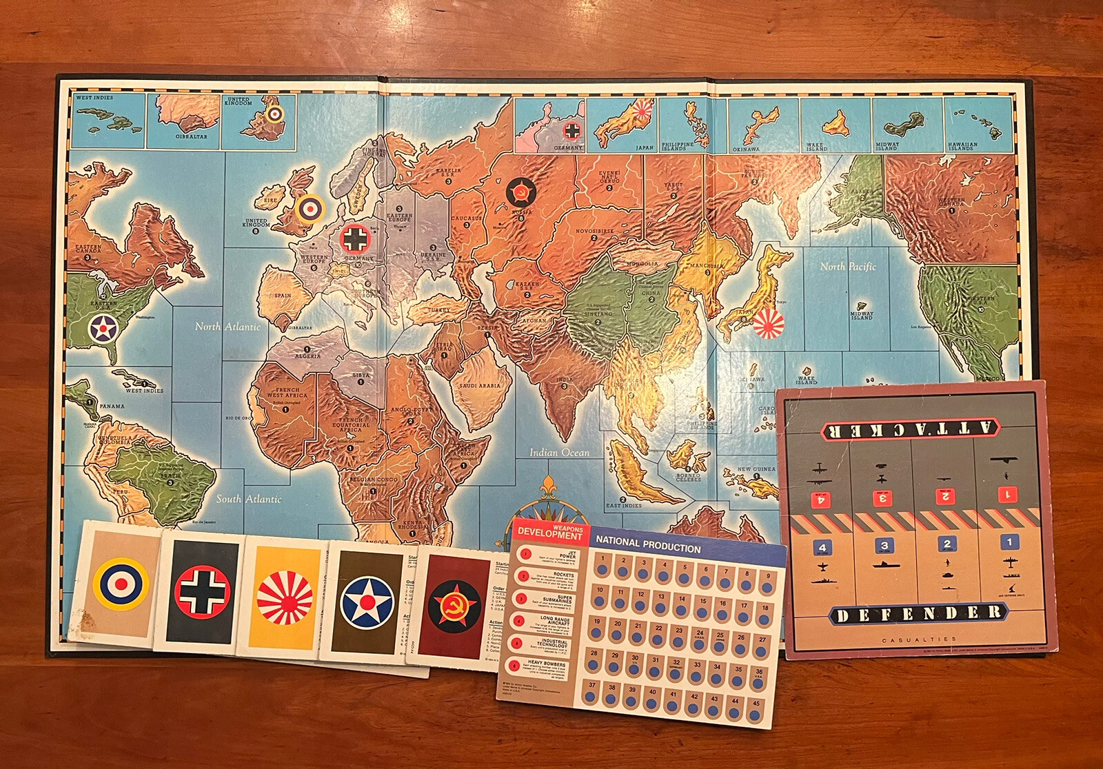 1984 Spring 1942 Axis & Allies Game Board Reference Charts Replacement ...