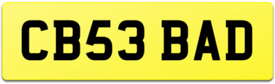 CB INITIALS CAR REG NUMBER PLATE CB53 BAD ALL FEES PAID / CJB CBS CHRIS ...