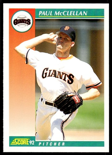 1992 Score Baseball Card Paul McClellan San Francisco Giants #703 | eBay