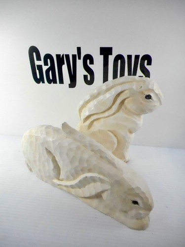 James Haddon Carved Wood Rabbit Folk Art Off White Signed Lot Of 2 | eBay
