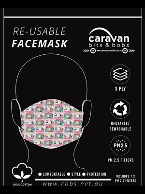 FACE MASKS - REUSEABLE .WASHABLE INCLUDES 4 SPARE FILTERS AND LANYARD ...