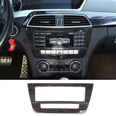 Black Wood Grain ABS Central Console CD Panel Trim For Benz C Class ...