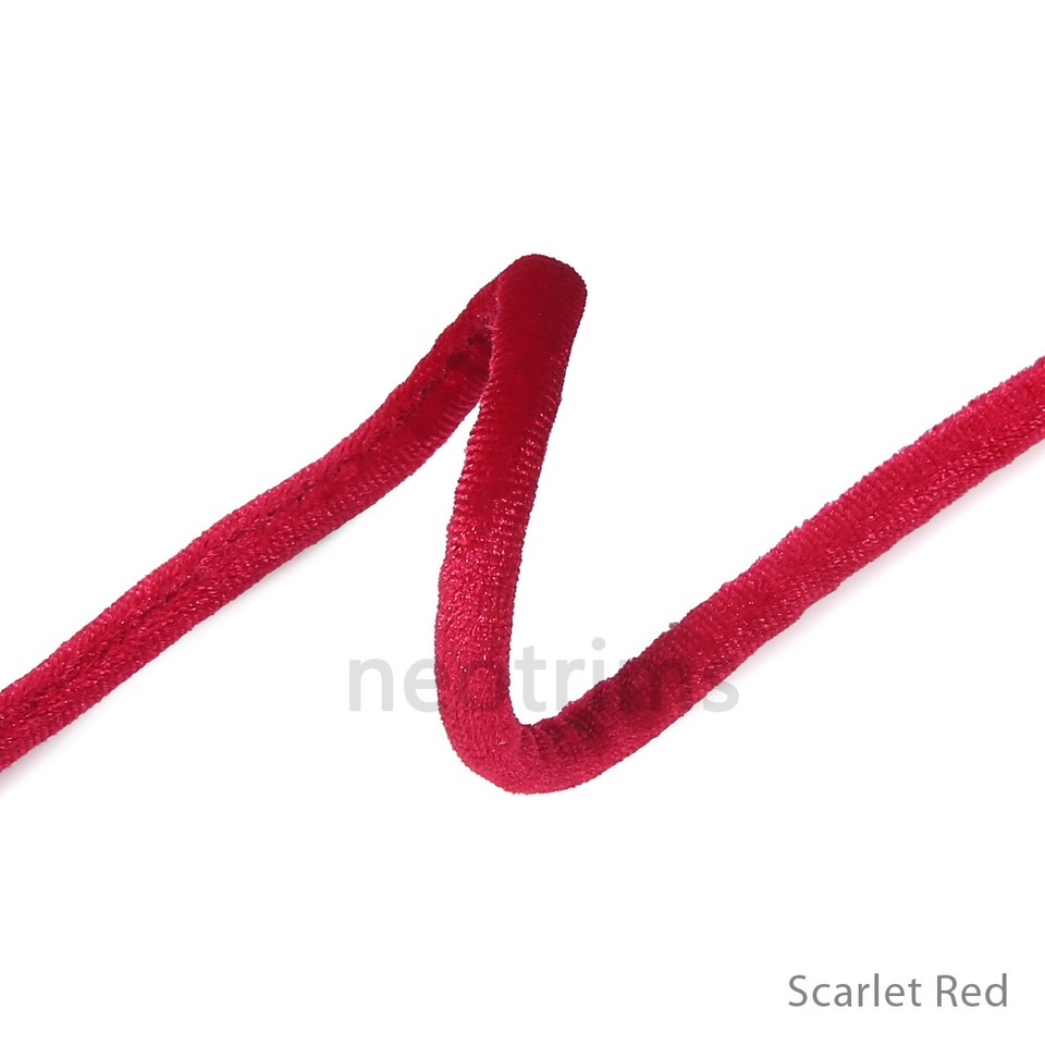 Velvet Cord Round Tubular Ribbon Rope Trimming, 7mm, Smooth Luxurious ...