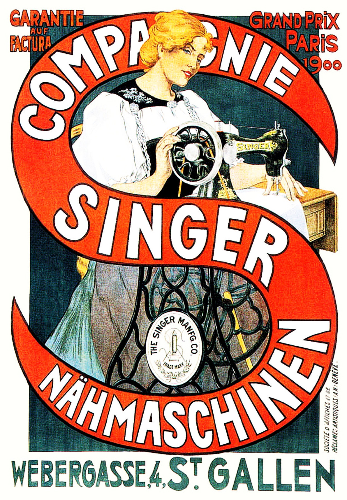 1900 Singer Sewing Machine Poster Grand Prix 1900 11 x 17 Giclee Print ...