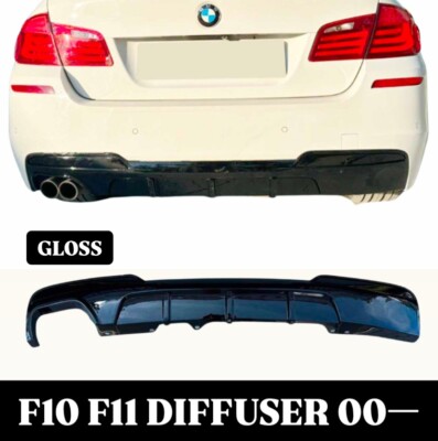 BMW 5 SERIES F10 F11 M SPORT REAR DIFFUSER SPLITTER TWIN GLOSS BLACK | eBay