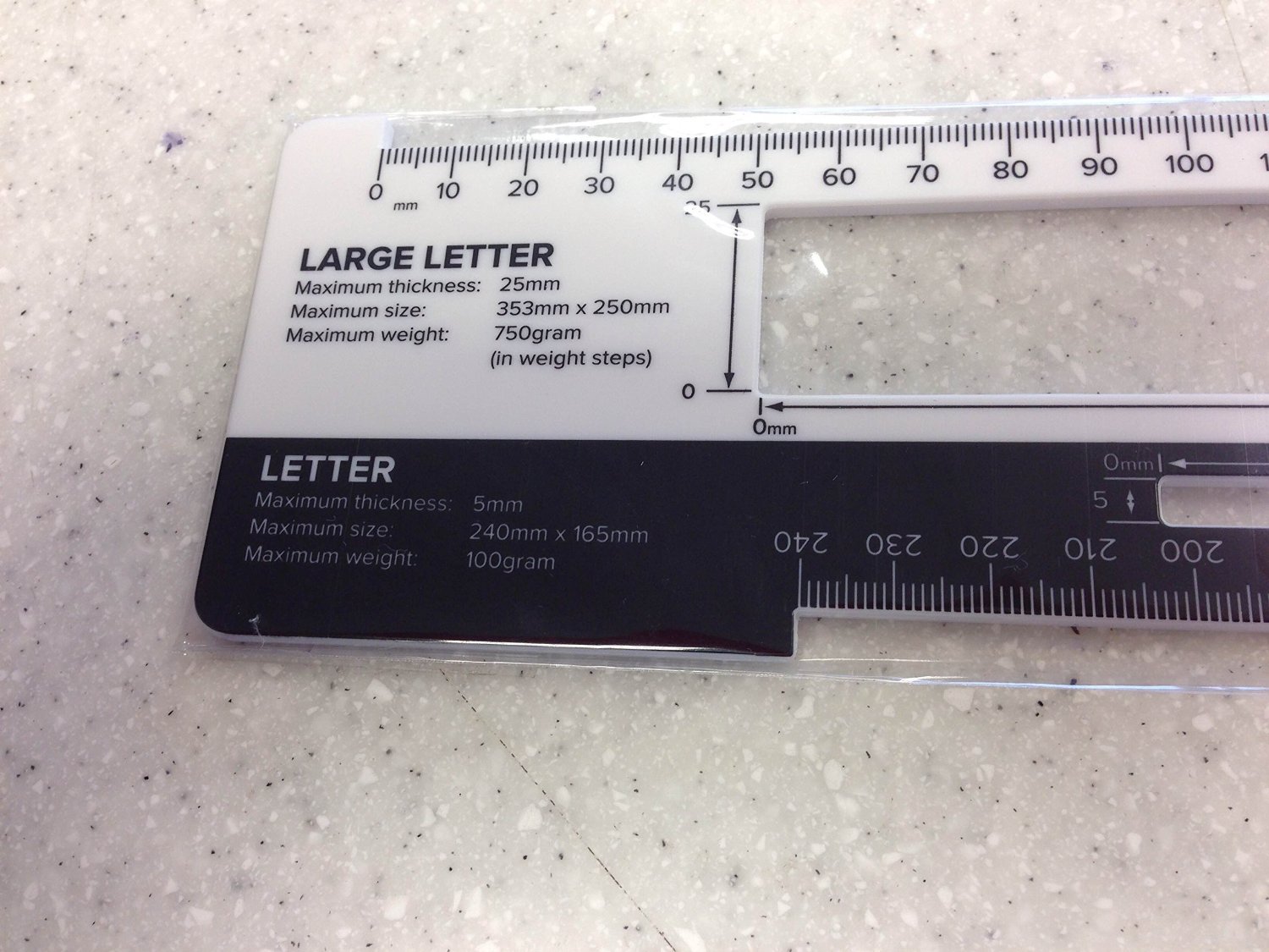 ROYAL MAIL POSTAL TEMPLATE RULER LETTERS SIZE-LARGE LETTER CHARGE GUIDE ...