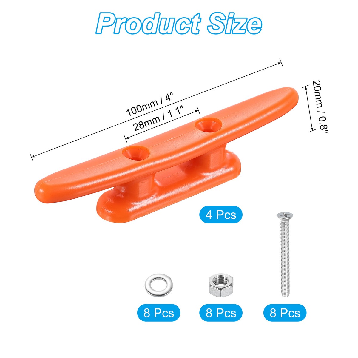6 Inch Boat Cleat Hardware 6 Inch Orange Nylon Boat Cleats 4-Pack ...
