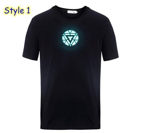 Iron Man LED T-shirt Sound Activated Equalizer Flashing Costume Party ...