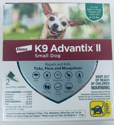 K9 Advantix II Flea and Tick Treatment for Small Dog 4-10 lbs 2 Monthly ...