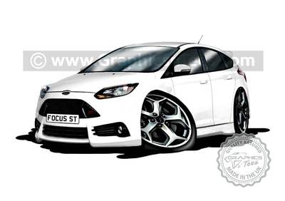 Focus ST Caricature Car Art Cartoon A4 Print in White - Ideal ...