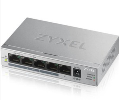 ZYXEL 5-Port GbE Unmanaged PoE Switch - 5 Ports - Manageable - GS1005HP ...