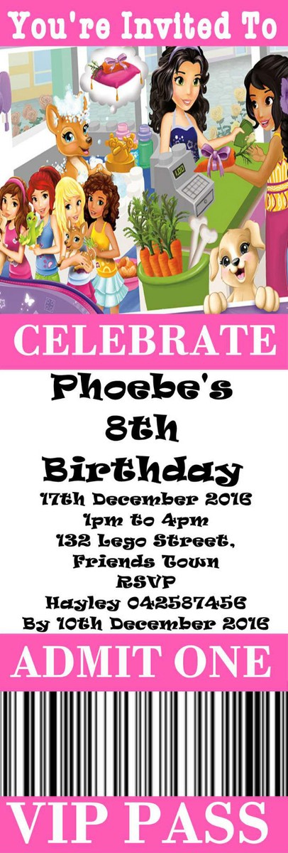 Lego Friends Birthday Invitation