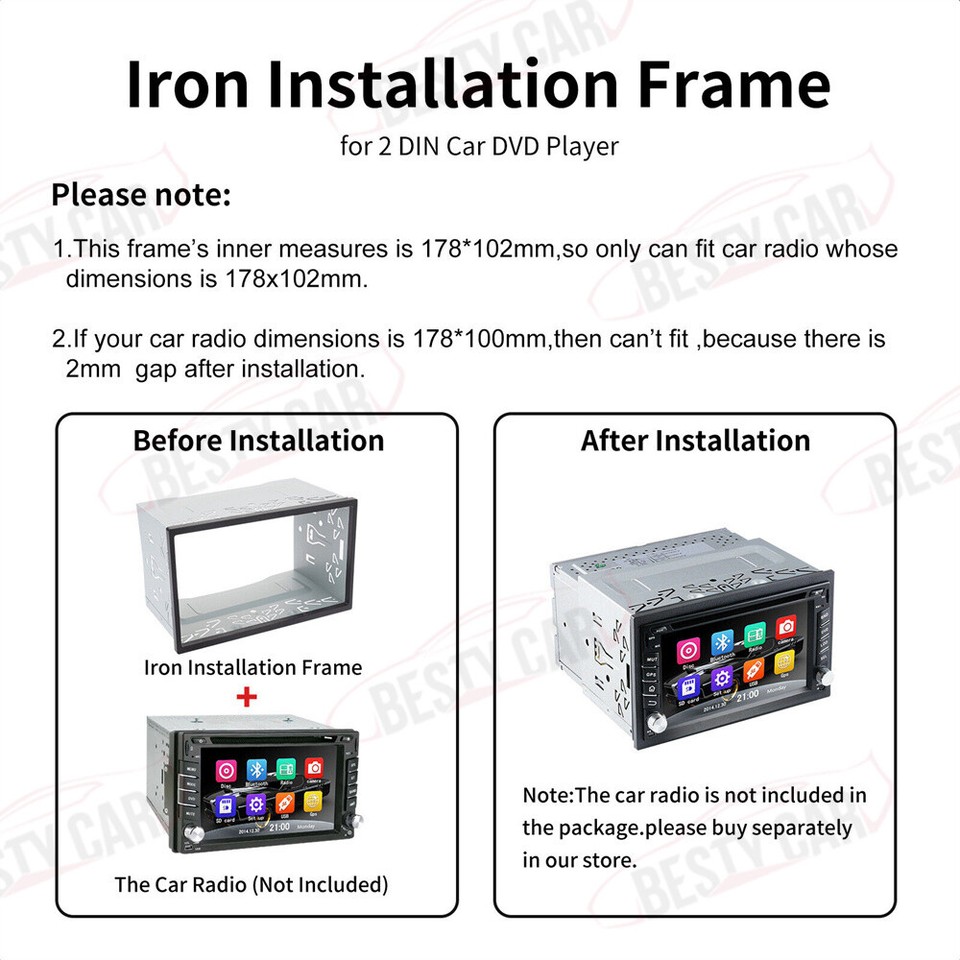 Universal Double 2 Din Car DVD Stereo Frame Radio Metal Mount Dash Kit ...