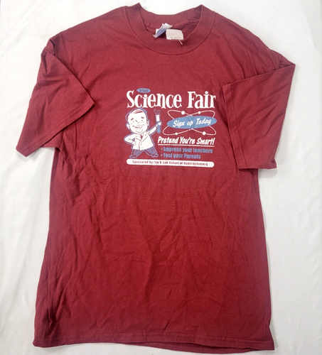 D Lab Men's Vintage 90s T Shirt NOS Size LARGE Maroon Science Fair ...