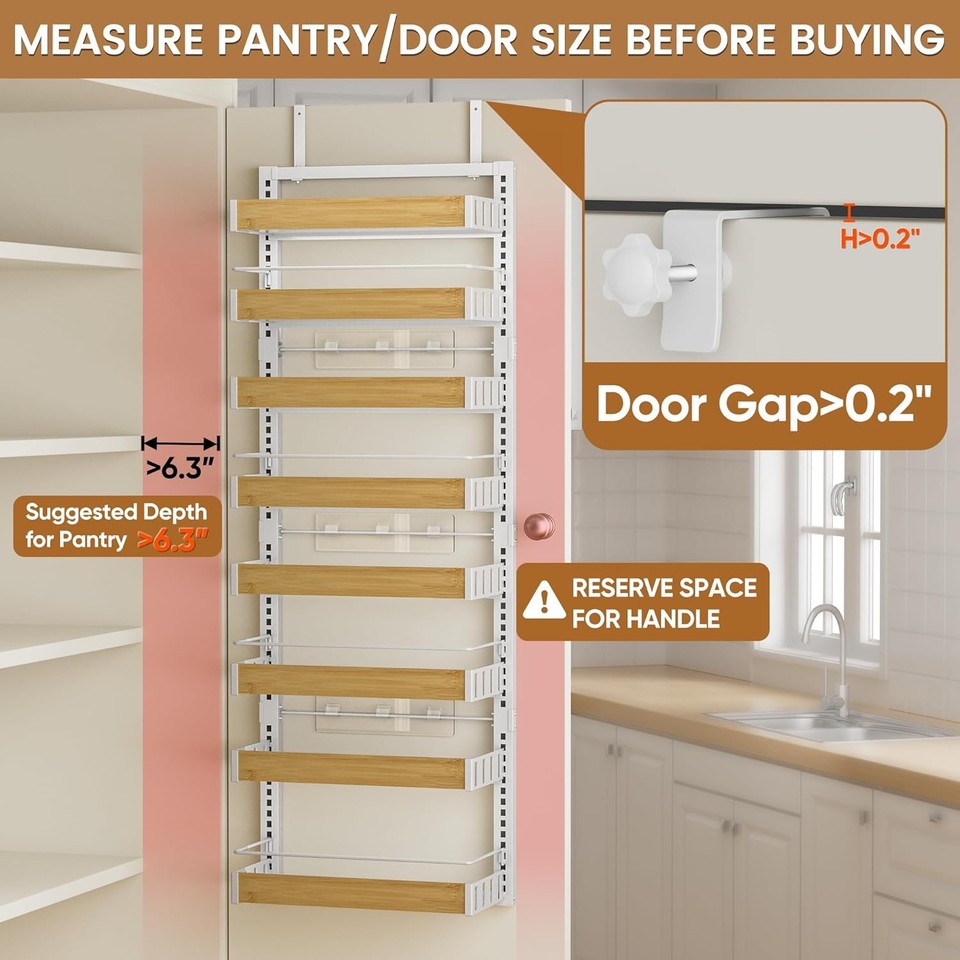 8 Tier Over The Door Pantry Organizer, 2 IN 1 Wall Mount or Hanging ...