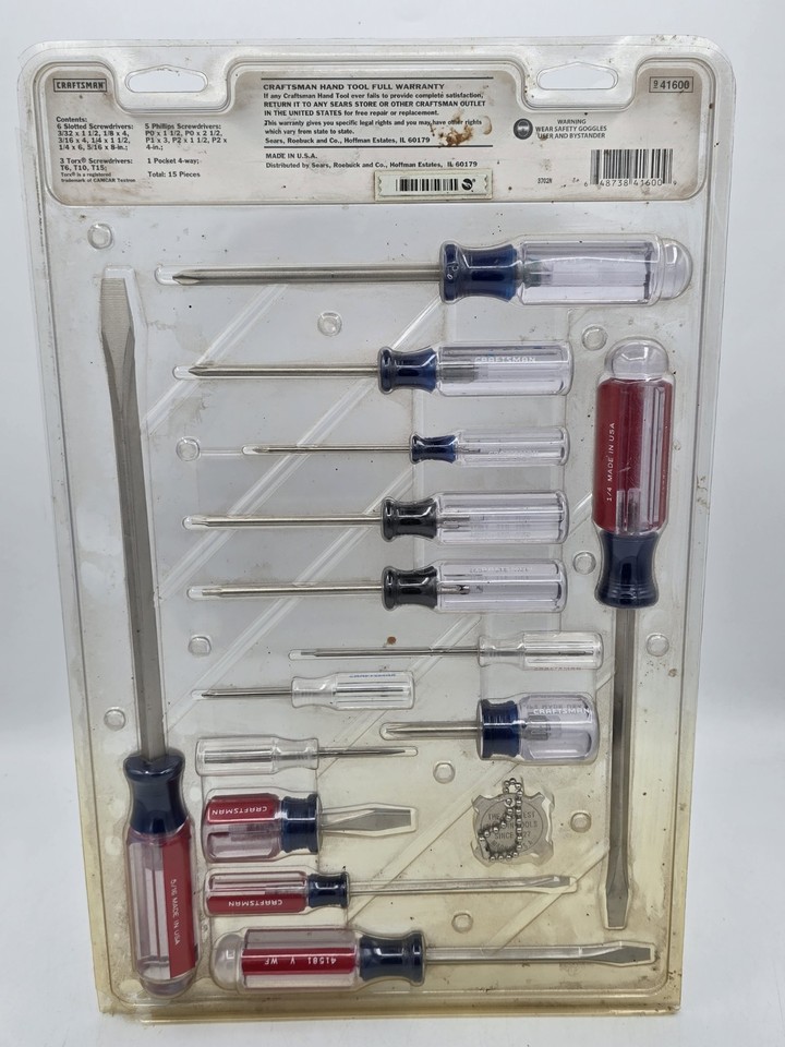 Vtg NOS - Sears Craftsman 15 Pc Screwdriver Set Phillips Flat USA - # 9 ...