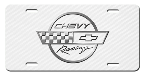 Chevy Racing Logo Vanity Aluminum License Plate Tag New Silver and ...
