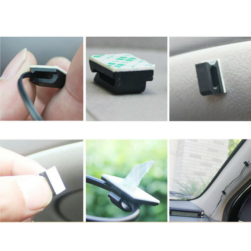 Mini Self Adhesive Car Wire Clips Rectangle Tie Sticker Cable Cord ...