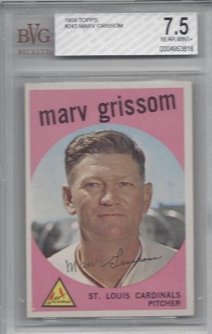 1959 Topps baseball card #243 Marv Grissom, St. Louis Cardinals BVG 7.5 ...