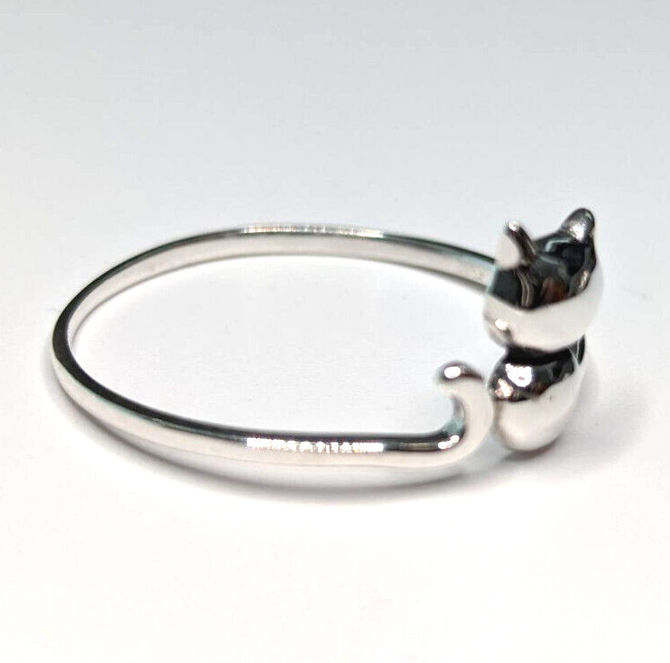 .925 Sterling Silver Polished Cute Kitty Cat Fashion Ring Size 4-12 NEW ...